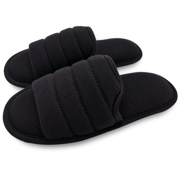 商品名: [Ofoot] メンズ US サイズ: S カラー: ブラック ofoot Mens Cotton Open Toe House Flat Slippers,Male Breathable Summer Indoor Slides...