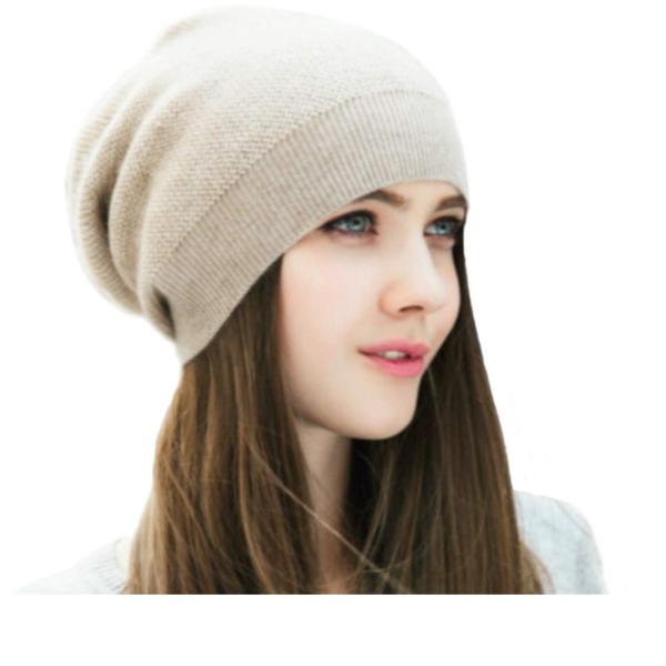 商品名: WaySoft HAT レディース US サイズ: One Size カラー: ベージュ WaySoft Pure 100% Cashmere Beanie for Women in a Gift Box, Oversized W...