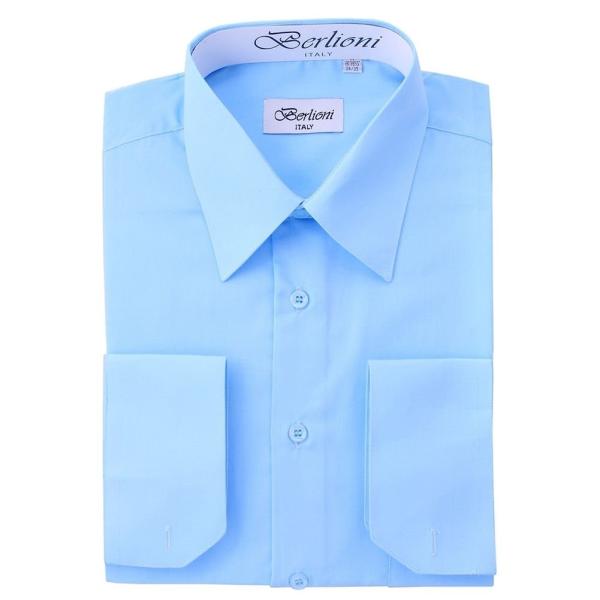 商品名: Berlioni SHIRT メンズ カラー: ブルー Berlioni Men's Long Sleeve Dress Shirts | Solid Colors &amp; Convertible Classic French...