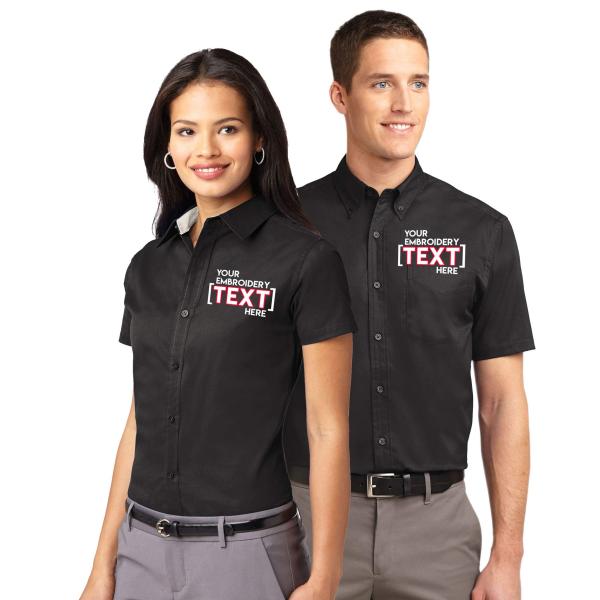 商品名:  Custom Embroidered Casual Button Downs for Men or Women - Add Your Text - Short Sleeve Easy Care Embroidery Shirts...