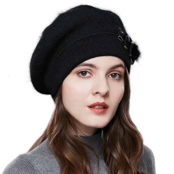 商品名: SOMALER HAT レディース US サイズ: M カラー: ブラック Winter French Beret for Women 100% Angora Wool Classic Beret Beanieブランド: SOMA...