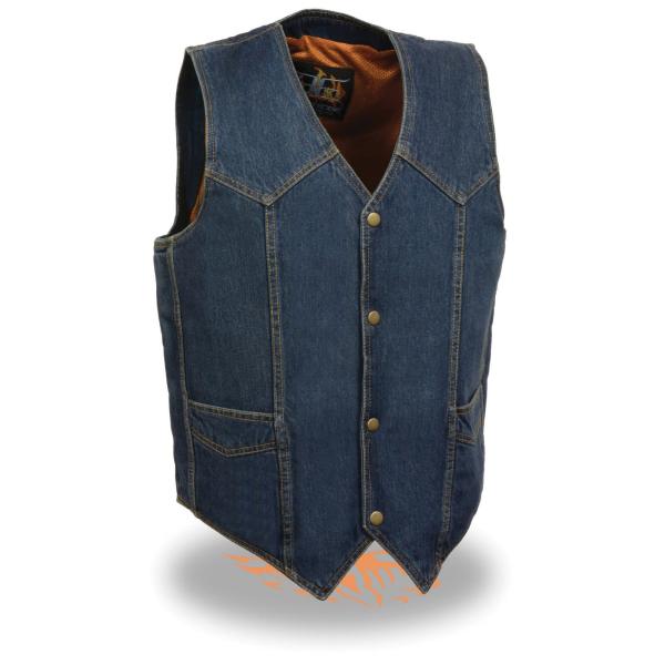商品名: Bikers Edge APPAREL メンズ Men's Motorcycle Riding Blue classic plain denim light weight snap button vest (2XL)ブランド: B...