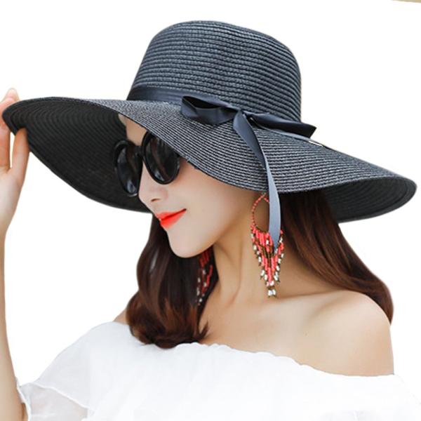 商品名:  Itopfox Women's Big Brim Sun Hat Floppy Foldable Bowknot Straw Hat Summer Beach Hat UPF 50+ Cap Blackブランド: Itopfox...