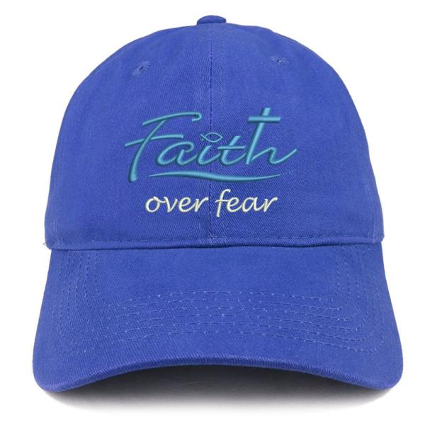 商品名: Trendy Apparel Shop HAT メンズ US サイズ: L カラー: ブルー Trendy Apparel Shop Faith Over Fear Embroidered Brushed Cotton Dad H...
