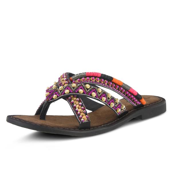 商品名: Spring Step レディース トライエイジフラットサンダル US サイズ: 9.5-10 カラー: ブラック Spring Step Women's TRIAGE Flat Sandal, Black Multi, 9.5-...