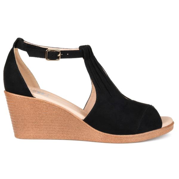 商品名: Brinley Co. レディース Kealy コンフォートソール アンクルストラップ センターカットウェッジ, ブラック, 24 Brinley Co. Womens Kealy Comfort-sole Ankle-strap...