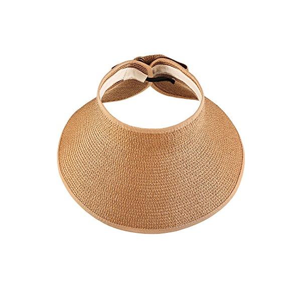 商品名: Hestya HAT レディース US サイズ: One Size HESTYA Women's Wide Brim Straw Sun Visor Hat Foldable Roll-up Summer Beach Hat Op...