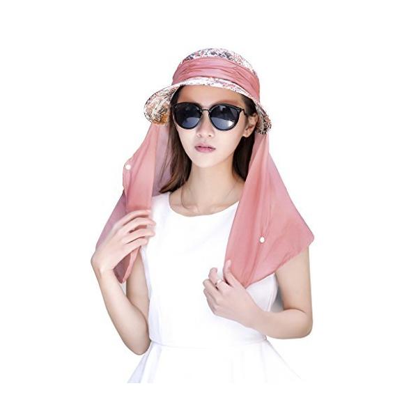 商品名: レディース サマーサンハット つば広 ロールアップサンバイザー ネックフェイスシールドカバー アウトドア サイクリング UVカット ブロックハット 旅行 ビーチ 釣り 帽子 折りたたみ式 長ひさし ゴルフ テニス 日よけ 帽子 バ...