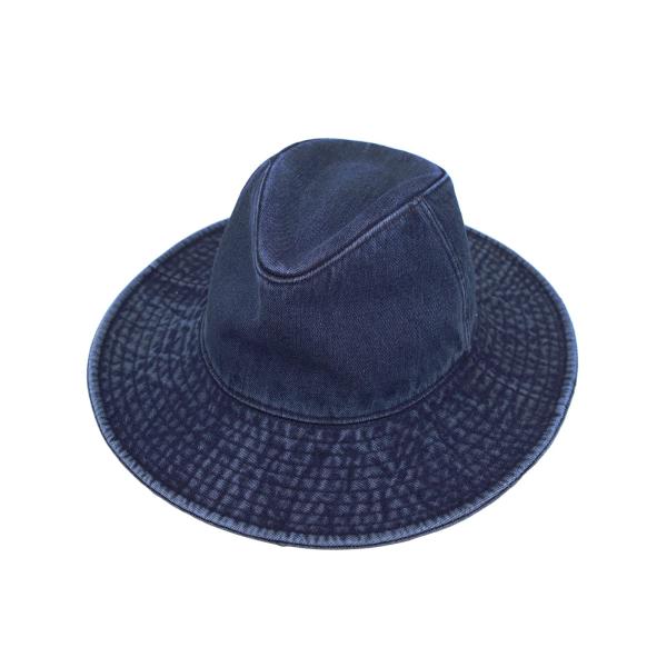 商品名: WITHMOONS HAT メンズ US サイズ: One Size カラー: ブルー WITHMOONS Denim Fedora Hat Plain Stitch Washed Short Wide Brim Panama H...