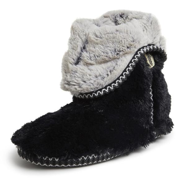 商品名: Dearfoams レディース Beth Furry 折りたたみブーツスリッパ US サイズ: M カラー: ブラック Dearfoams womens Beth Furry Foldover Boot Slipper, Blac...