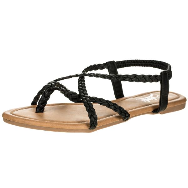 商品名: Solemate レディース US サイズ: 11 B(M) US カラー: ブラック CLOVERLY Women's Braided Strap Thong Flip Flop Flat Sandals (11, Black)...