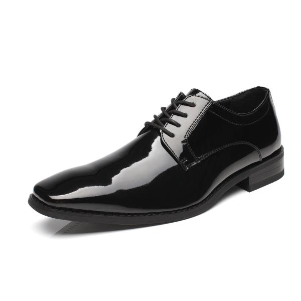 商品名: [Faranzi] メンズ US サイズ: 10.5 D(M) US カラー: ブラック Faranzi Tuxedo Oxford Patent Leather Plain Toe Wedding Dress Shoes for...