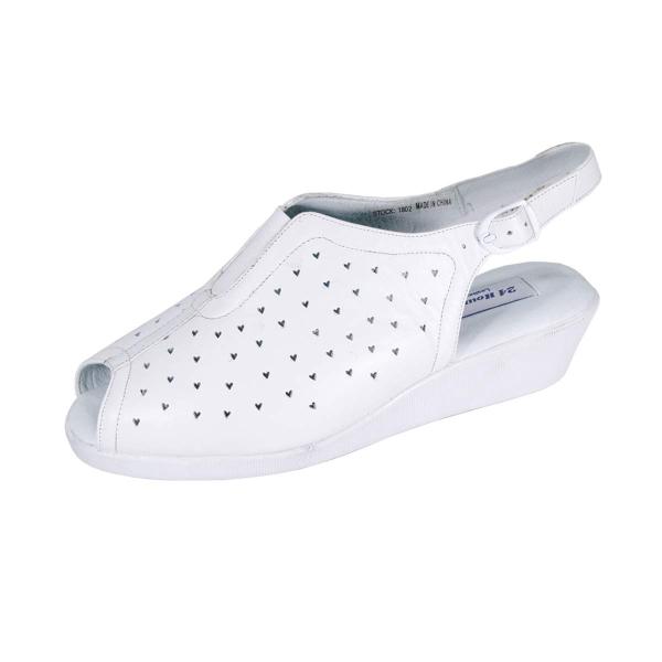 商品名:  24 Hour Comfort Cassie (1802) Women's Wide Width Heart Cut Designed Upper Leather Sandals WHITE 10ブランド: 24 Hour Co...