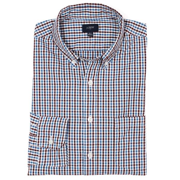 商品名:  J.Crew Factory Men's Tall Classic Fit Tattersall Gingham Shirt (LT, Maroon/Blue)ブランド: J.Crew Mercantile商品サイズ: Larg...