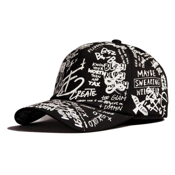 商品名: Flipper グラフィティーローキャップ コットン 男女兼用 (Black/White/Free Size) Flipper Designer Graffiti Doodle Cotton Baseball Cap for Me...