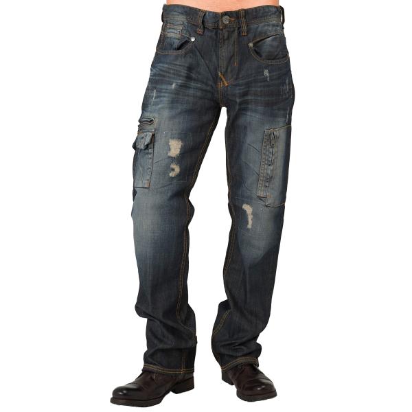商品名: Level 7 PANTS メンズ US サイズ: 42W x 32L カラー: ブルー Level 7 Men's Relaxed Premium Denim Jeans Distressed Dark Blue Wash Ut...