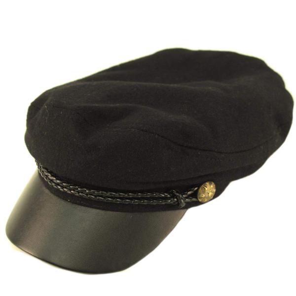 商品名: SK Hat shop HAT メンズ US サイズ: One Size カラー: ブラック Men's Wool Faux Leather Greek Fisherman Sailor Fiddler Driver Hat Fl...