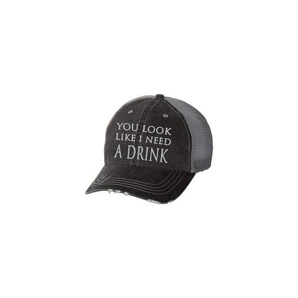 商品名:  A'Dena Accents Women's You Look Like I Need A Drink Ladies Glitter Distressed Hat One Size Fits Most Black/Greyブラン...