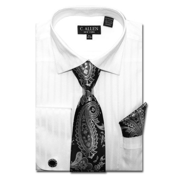 商品名: C. Allen SHIRT メンズ US サイズ: 15.5" 34/35" Sleeve カラー: ホワイト C. Allen Men's Solid Striped Herringbone Pattern Regular F...