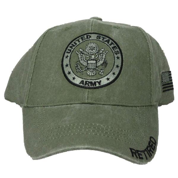 商品名: Armed Forces Depot HAT メンズ US サイズ: Adjustable カラー: グリーン U.S. Army Retired Baseball Cap with U.S. Flag on side. OD G...