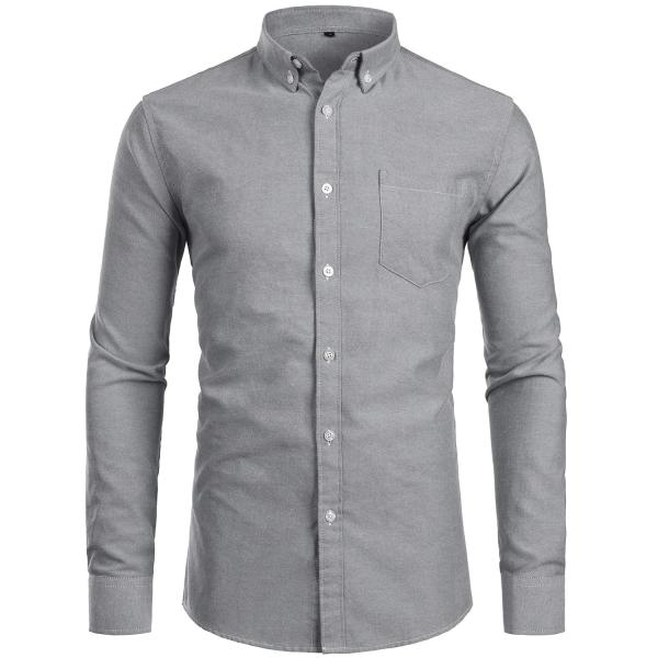 商品名: ZEROYAA メンズ ヒップスター カジュアル スリムフィット 長袖 ボタンダウン オックスフォードシャツ 胸ポケット付き US サイズ: Large カラー: グレー ZEROYAA Men's Hipster Casual ...