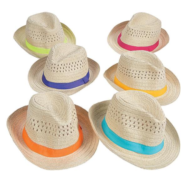 商品名: Fun Express バルクフェドーラハット (12個セット) カラフルなバンド付き Fun Express 12 Pack Bulk Fedora Hats, Assorted Colors, Havana Nights, C...