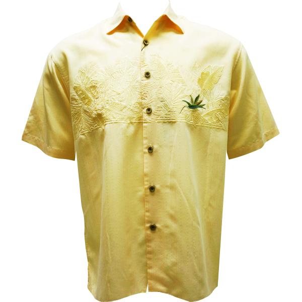 商品名: Bamboo Cay メンズ 胸 楽園の鳥 トロピカルスタイル 刺繍 ハワイアンボタンダウンシャツ US サイズ: Medium カラー: イエロー Bamboo Cay Mens Short Sleeve Casual Hawa...