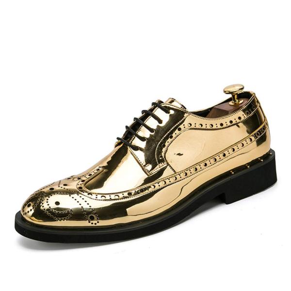 商品名:  Battle Men Men's Patent Oxford Lace Up Brogue Wingtips Solid Color Casual Round Toe Outdoor Shoes Flats Lightweigh...