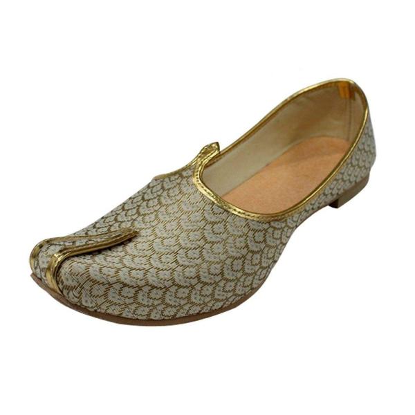 商品名: [Stop n Style] メンズ US サイズ: 9/EURO 42 Mens Cream Gold Handmade Shoes Sherwani Shoes Achkan Shoes Etnic Mojri Khussa ...