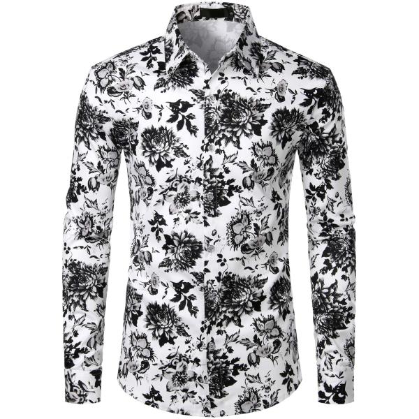 商品名: ZEROYAA SHIRT メンズ US サイズ: Medium カラー: ブラック ZEROYAA Men's Hipster Black Design Casual Slim Fit Long Sleeve Button Do...