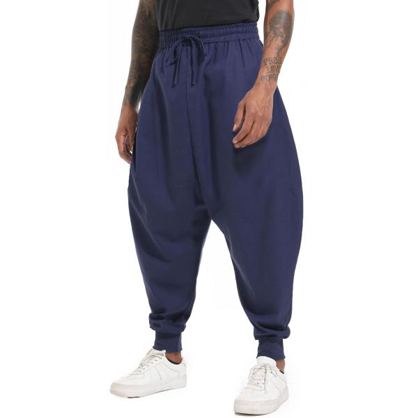 商品名: PERDONTOO メンズ レディース コットン ハーレム ヨガ バギー ジーニー ボーホー パンツ US サイズ: 40 カラー: ブルー perdontoo Mens Harem Pants Elastic Waist Bag...