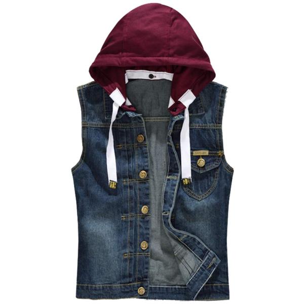 商品名:  Kedera Men's Hoodie Denim Vest Slim Fit Button Down Sleeveless Jeans Vests Jacket (Blue Red, Large)ブランド: Kedera商品サ...