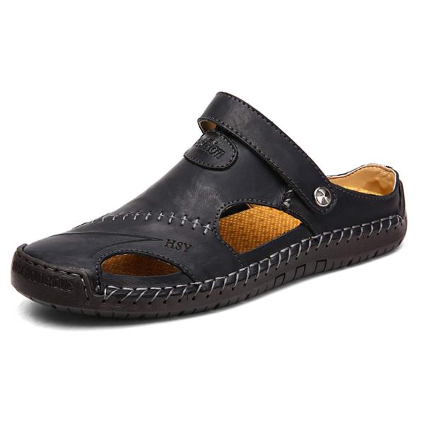 商品名: mixsnow メンズ TX868 US サイズ: 9 (D)M US=EU size 43 カラー: ブラック MIXSNOW Mens Leather Sandals Summer Casual Water Shoes Wal...