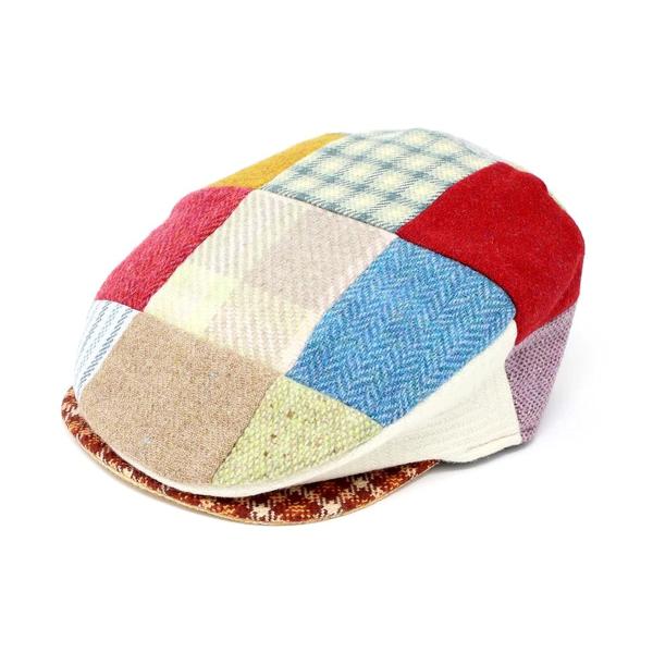 商品名: Hanna Hats メンズ フラット, 明るいパッチワーク。, X-Large Hanna Hats Men's Irish Donegal Tweed Vintage Flat Cap (Multicolor, X-Large...