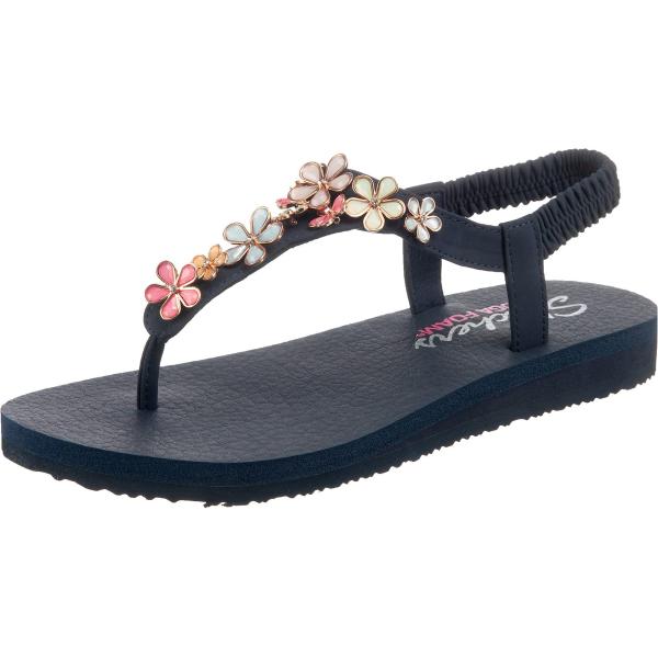 商品名: Skechers レディース スリングバック ビーチサンダル, ネイビーマルチ, 9 Skechers womens Meditation - GLASS Daisy - Floral Embellished Sandal Sli...