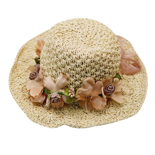 商品名: Adela Boutique HAT レディース US サイズ: One Size Adela Women Girls Flower Garland Sun Hat Wide Brim Roll-up Crocheted Stra...