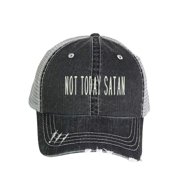 商品名: The Hat Connection HAT レディース US サイズ: One Size Fits Most カラー: ブラック Not Today Satan Distressed Trucker Hat - Embroide...