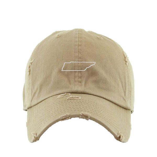 商品名:  Tennessee Map Outline Dad Vintage Baseball Cap Embroidered Cotton Adjustable Distressed Dad Hat Khakiブランド: DSGN BY...