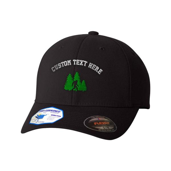 商品名:  Custom Flexfit Hats for Men &amp; Women Woods Bigfoot A Embroidery Polyester Dad Hat Baseball Cap Black Personaliz...