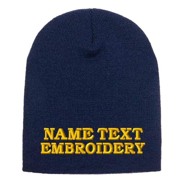 商品名: カスタム刺繍ビーニーハット カフレス 刺繍入り スキーニットキャップ US サイズ: One Size Fits Most カラー: ブルー Custom Embroidery Beanie Hat Cuffless Person...