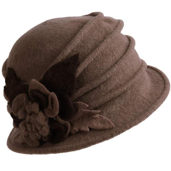商品名: FORBUSITE レディース フローラルウール クローシュ 冬用帽子 US サイズ: Medium カラー: ブラウン Vintage Women Floral Wool Dress Cloche Winter Hat 1920...