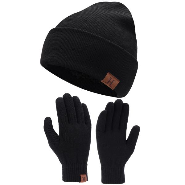 商品名:  Winter Warm Beanie Hat Touchscreen Gloves Set, Soft Skull Cap Gloves Set for Men and Women with Warm Knit Fleece L...