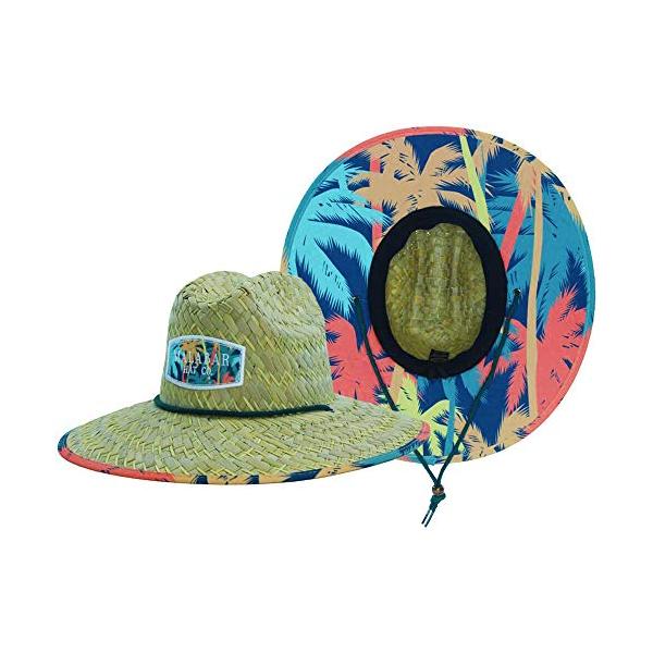 商品名:  Tall Palm Trees Fabric Pattern Print Straw Sunhat Men &amp; Women, Lifeguard Hat, Beach, Swim, Cruise, Paddle Boar...