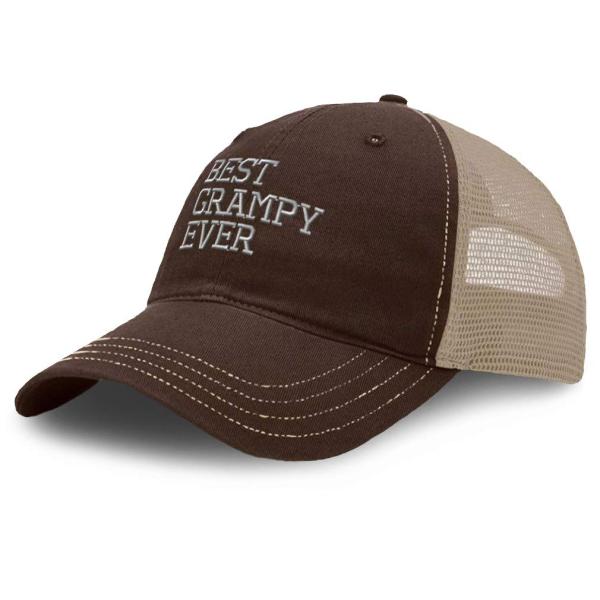 商品名:  Richardson Trucker Mesh Hat Best Grampy Ever Grandpa Embroidery Cotton Dad Hats for Men &amp; Women Snapback Brown...