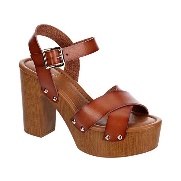 商品名: Limelight レディース April - ハイヒール ドレスプラットフォームシューズ US サイズ: 7 カラー: ブラウン Limelight April - Women's Faux Wooden High Heeled...