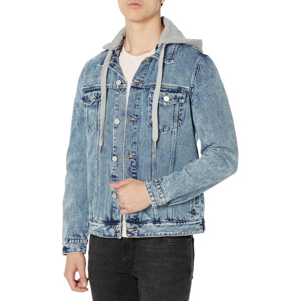 商品名:  [BLANKNYC] mens Denim Trucker With Removable Hood Transitional Jacket, Blue, X-Large USブランド: [BLANKNYC]商品サイズ: X-La...