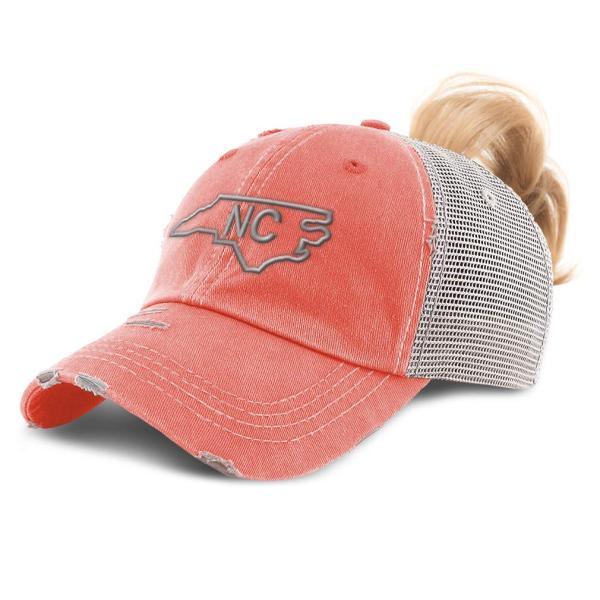 商品名: カスタム レディース ポニーテールキャップ ノースカロライナ州地図 NC 刺繍コットン US サイズ: One Size Womens Ponytail Cap North Carolina State Map Nc Embroi...