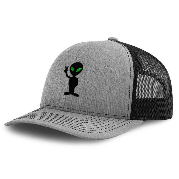 商品名:  Richardson Trucker Hat Alien Peace Sign and Symbol Embroidery Polyester Baseball Cap Snapback Heather Grey Black D...