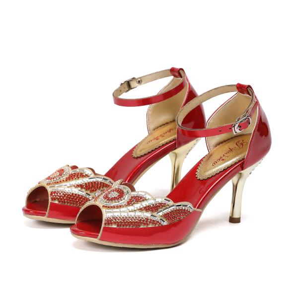 商品名: Unicrystalレディースつま先ハンドメイド ラインストーン クリスタルヒール イブニング ブライダル ウェディング プロム サンダル US サイズ: 7.5 カラー: レッド Unicrystal Women's Toe H...