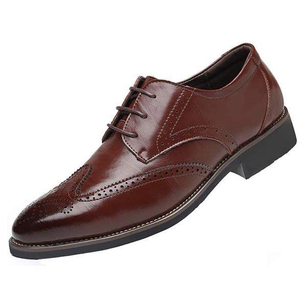 商品名:  WUIWUIYU Men's Manmade Leather Lace-up Wedding Business Formal Dress Wingtips Brogue Shoes Oxfords Brown Size 12.5...